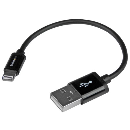 Startech.Com 15cm 6in Short Black Apple Lightning to USB Cable USBLT15CMB | Zoro